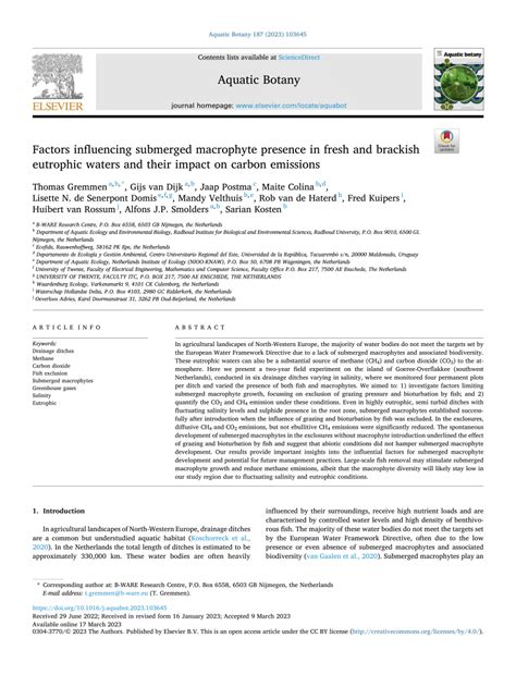 Pdf Factors Influencing Submerged Macrophyte Presence In Fresh And