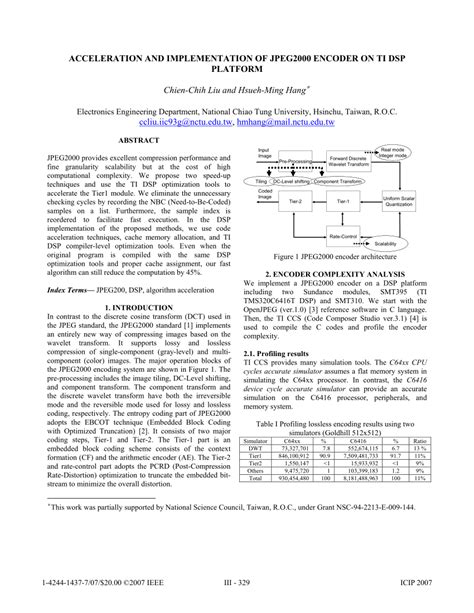 Pdf Acceleration And Implementation Of Jpeg2000 Encoder On Ti Dsp