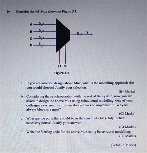 solved iv consider the 4 1 mux shown in figure 3 1 a54