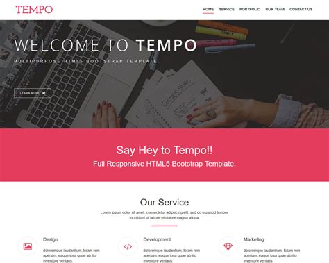 Tempo Modern Free Onepage Bootstrap Theme Bootstraptaste