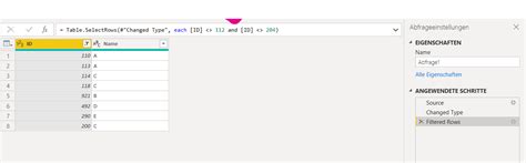 solved filtering rows step does not work for not equal