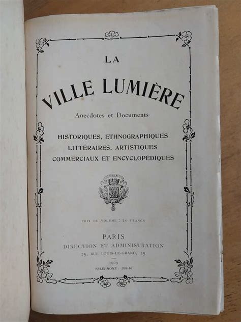 La Ville Lumiere Anecdotes Et Documents B7 Libreria El Shinkal