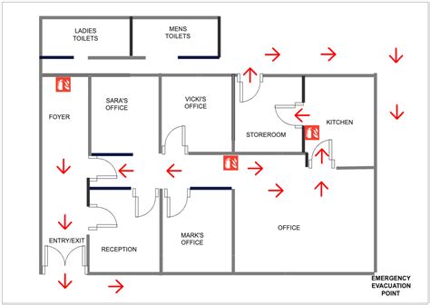 Floor Plan Showing Emergency Plan Points Edrawmax Templates