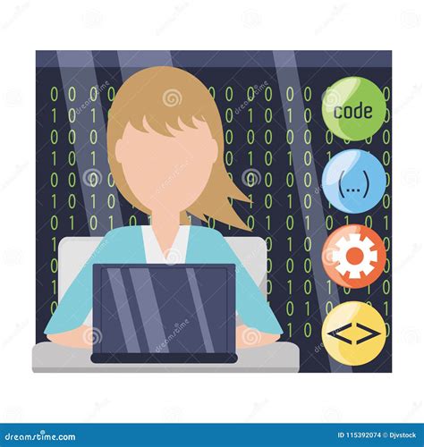 Web Developer Working On Computer Programming Coding Stock Vector