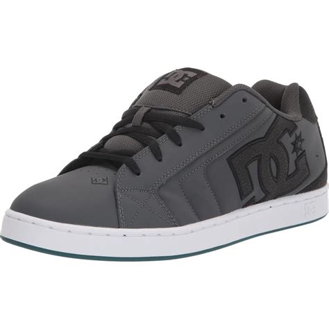 Dc Mens Net Low Top Lace Up Casual Skate Shoe Sneaker Dark Grey White
