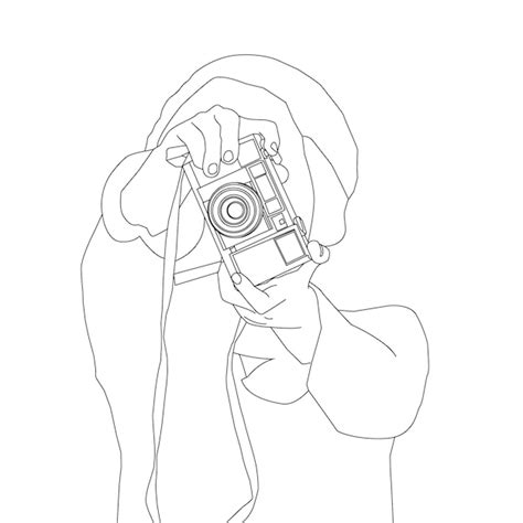 Premium Vector One Line Drawing Hand Holding Camera And Photographer