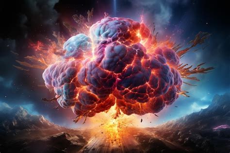 Premium Ai Image Concept Art Of A Human Colorful Brain Exploding With Knowledgeemotins And