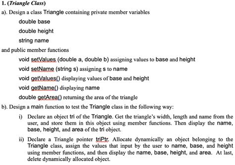 Solved 1 Triangle Class A Design A Class Triangle