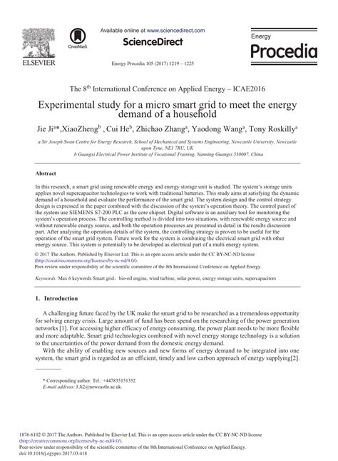 PDF Experimental Study For A Micro Smart Grid To Meet The Energy Demand Of A Household