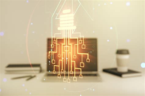 현대 노트북 배경에 전구 및 마이크로 회로 그림과 창조적 인 아이디어 개념 신경망 및 기계 학습 개념 다중 노출 0명에 대한 스톡 사진 및 기타 이미지 Istock