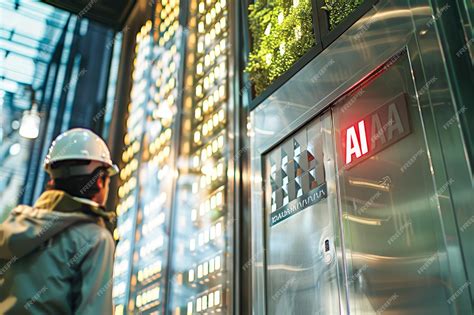 Ai Elevator Button With Glowing Light Representing The Integration Of Artificial Intelligence In