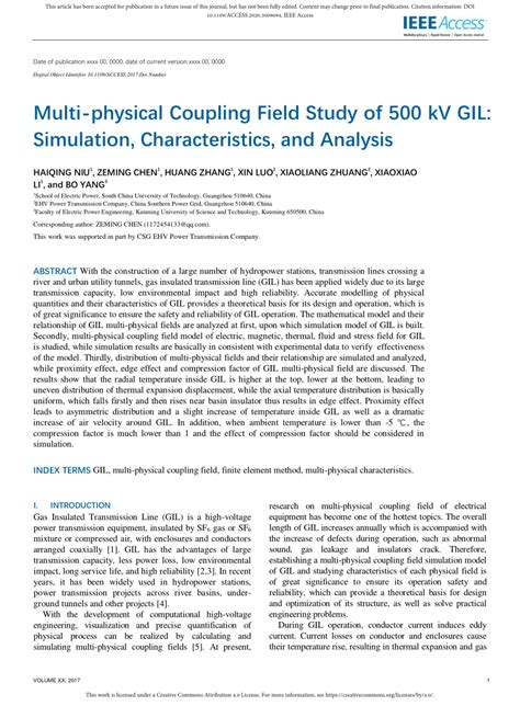 PDF Multi Physical Coupling Field Study Of 500 KV GIL Simulation Characteristics And Analysis
