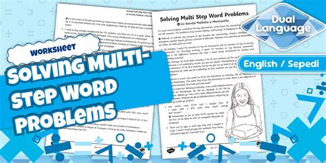 Solving Multi Step Word Problems Worksheet Sepedi English