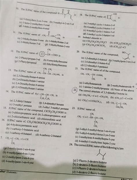 The Iupac Name Of Of The Filo
