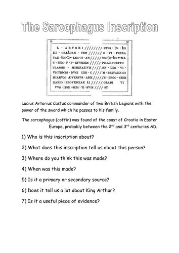 King Arthur The Evidence Teaching Resources