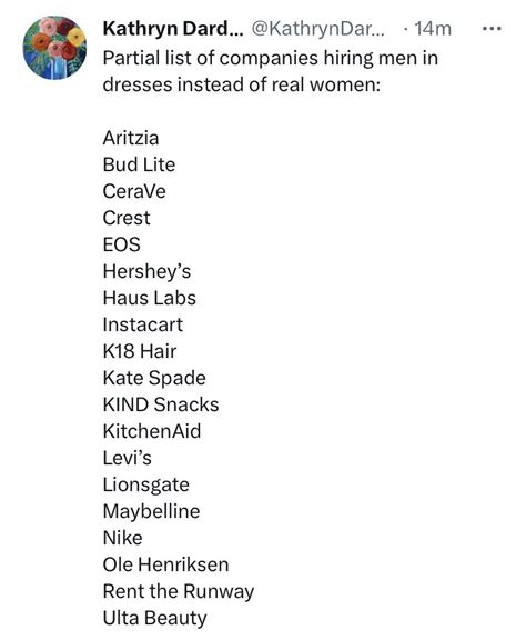 List Of Companies Replacing Women With Men Dressed As Female Christian Activities