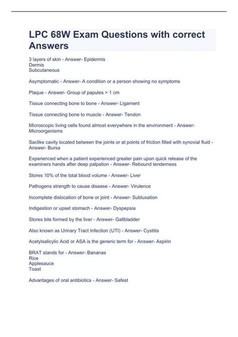 LPC W Exam Questions With Correct Answers LPC W Stuvia US