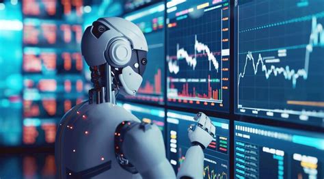 3d Rendering Of A Humanoid Robot Analyzing A Stock Market Chart With Trading Charts Concept