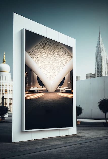 Generative Ai 기술로 만든 광고용 공공 장소의 빈 광고판 프리미엄 사진