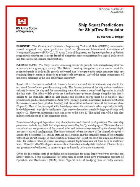 Predicting Ship Squat For Improved Navigation A Summary Of Empirical