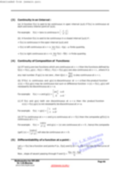 Solution Continuity And Differentiability Mathematics Formula Notes