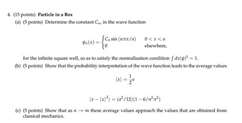 Solved 4 15 Points Particle In A Box A 5 Points
