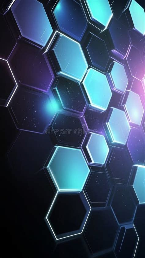 Futuristic Abstract Background Featuring Glowing Hexagonal Patterns Stock Illustration