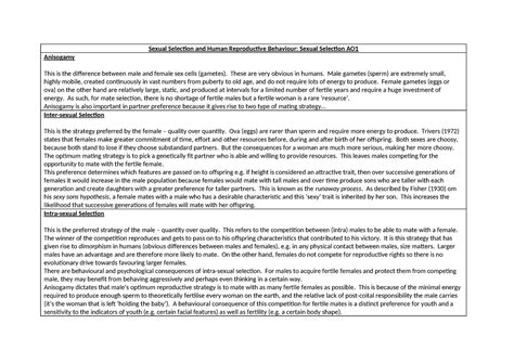 Sexual Selection Useful Sexual Selection And Human Reproductive Behaviour Sexual Selection