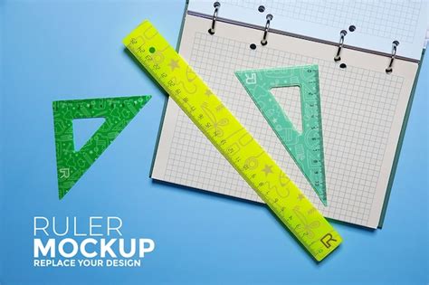 Premium PSD Top View Over Ruler Mockup Design