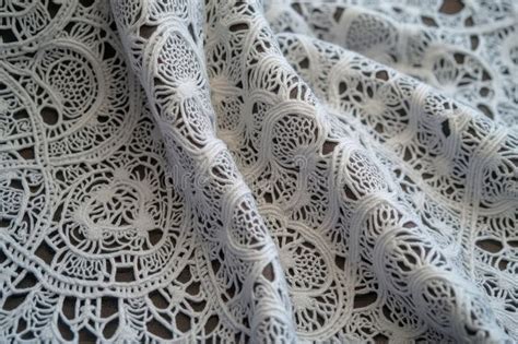 Intricate White Lace Fabric With Ornate Patterns Creating Delicate Textile Design Stock Image