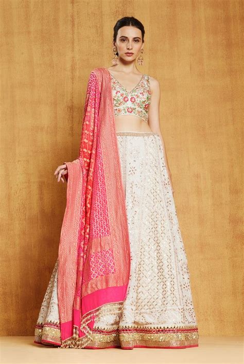 Ivory Pink Lucknowi Lehenga Set
