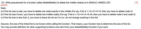 Solved Q1 Write Pseudocode For A Function Called Delete