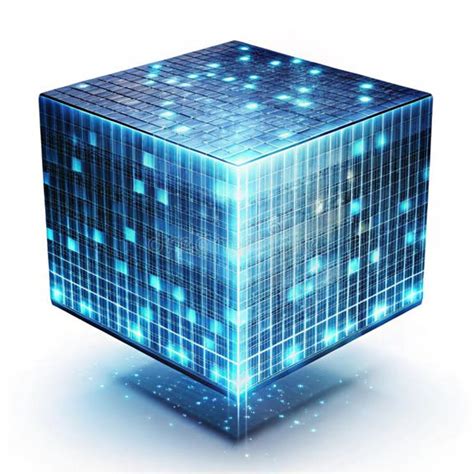 Levitating Glowing Cube With Digital Data Flowing Through Stock Illustration Illustration Of