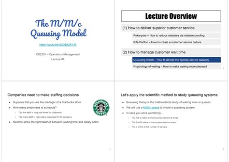 Lecture 7 Slides For Queuing Model The Mmc Queueing Model Youtui3xobfqr1 M Cb2201