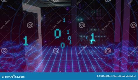 Image Of Binary Code Over Digital Space And Servers Stock Illustration Illustration Of Server