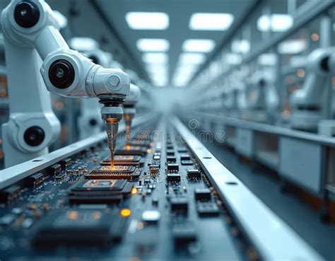 Robotic Process For Manufacturing Chip And Processor Components Stock Image Image Of