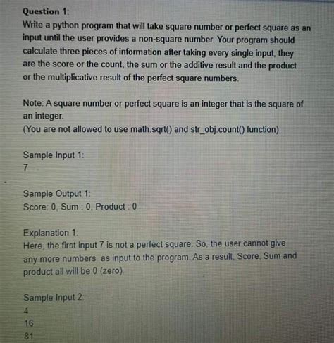 Solved Question 1 Write A Python Program That Will Take Chegg Com