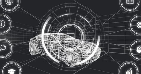 Animation Of Laptop Icon In Loading Circles And Flowchart Of Icons Over