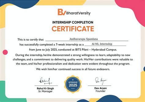 Ai Machinelearning Internshipexperience Bits Bharatversity