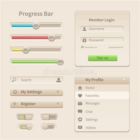 Set Ui Elements For Web Site Vector Interface Stock Vector