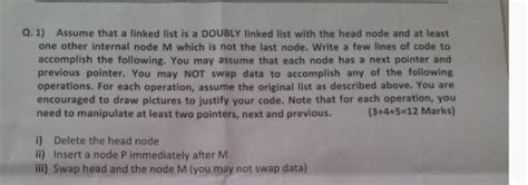 Solved Q1 Assume That A Linked List Is A Doubly Linked