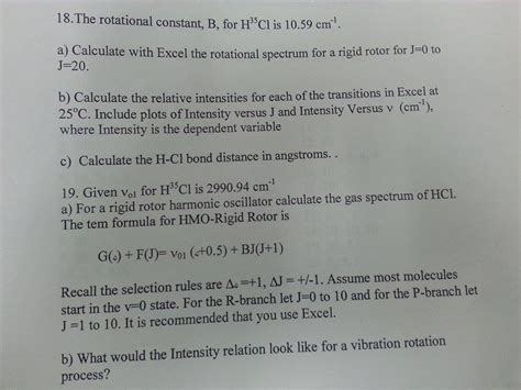 The Rotational Constant B For H35c1 Is 10 59 Cm1