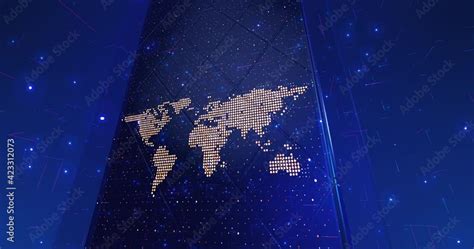 Breaking News Broadcast Tv Animation Cube Planet Earth Orbiting Slowly