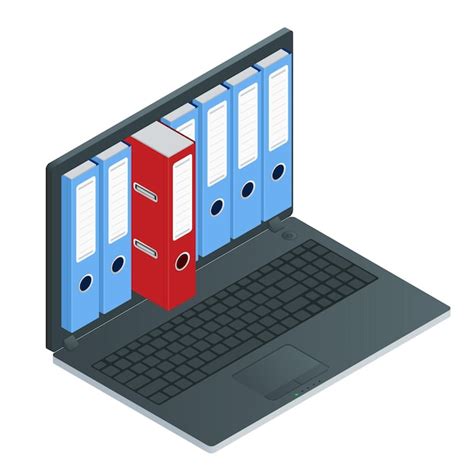 Premium Vector File Cabinets Inside The Screen Of Laptop Computer Data Storage 3d Isometric