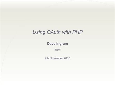 Using Oauth With Php Pdf