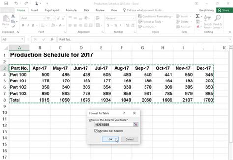 Format As A Table In Excel 2016 Excel 2016