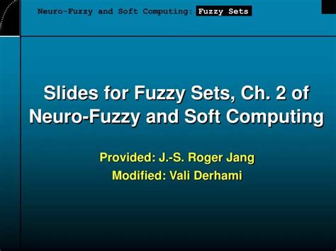 Ppt Slides For Fuzzy Sets Ch 2 Of Neuro Fuzzy And Soft Computing