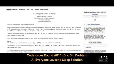 Codeforces Round 811 Div 3 Problem A Everyone Loves To Sleep