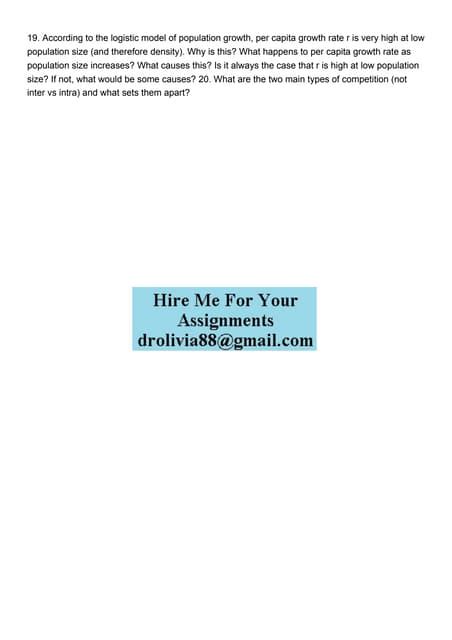 19 According To The Logistic Model Of Population Growth Pe Pdf