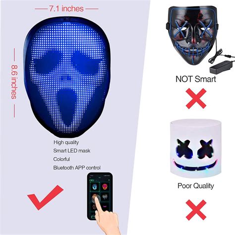 Led Masks With Bluetooth Programmable 2021 Upgrade Rechargeable App Controlled For Adults